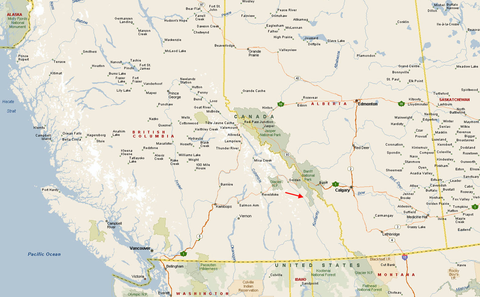 Map Of Bc And Washington